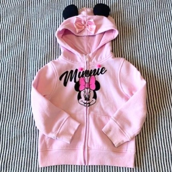 Disney | Shirts & Tops | Disney Junior Minnie Mouse Hooded Sweatshirt ...